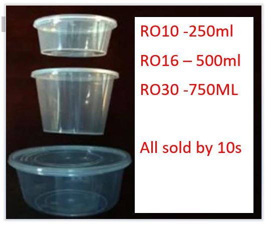 Quality Microwavable Round Container RO10, RO16, RO30 sold by 10's ...