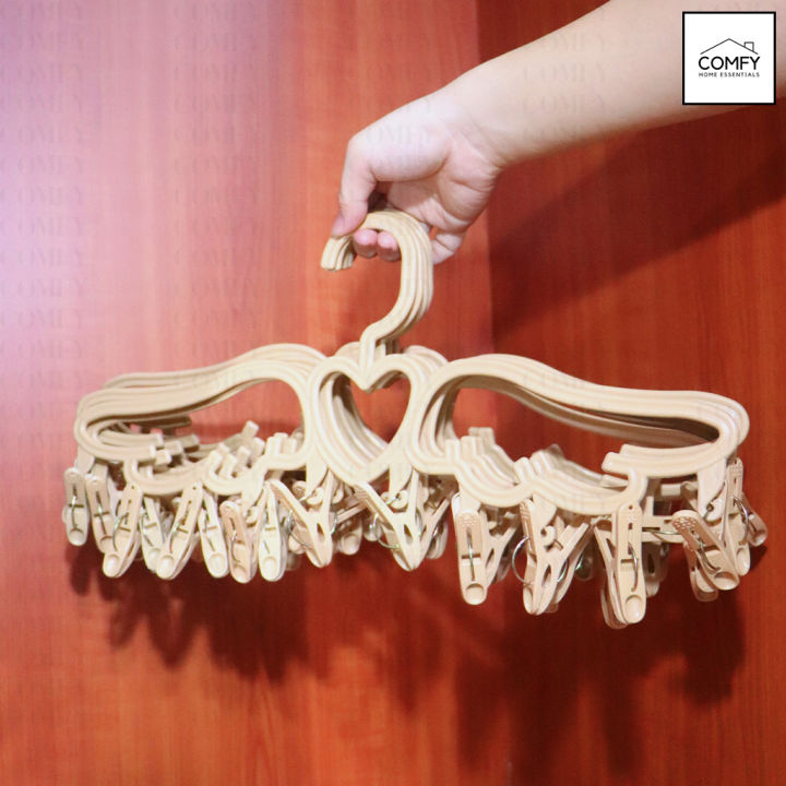 (6PCS/SET) TRENDY BEIGE COLOR 10 Clips Angel Hanger 16" Quality Clothes ...