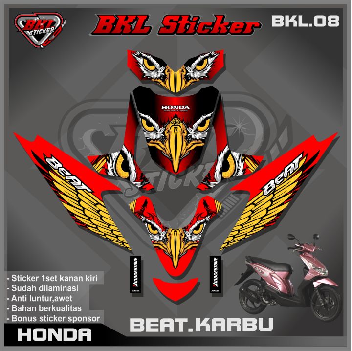 Stiker Striping DECAL Variasi Lis BEAT KARBU Full Body Desain Racing ...
