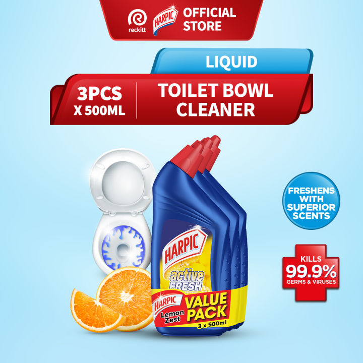 Harpic Lemon Zest Toilet Bowl Cleaner Disinfectant Liquid 500ml Value ...