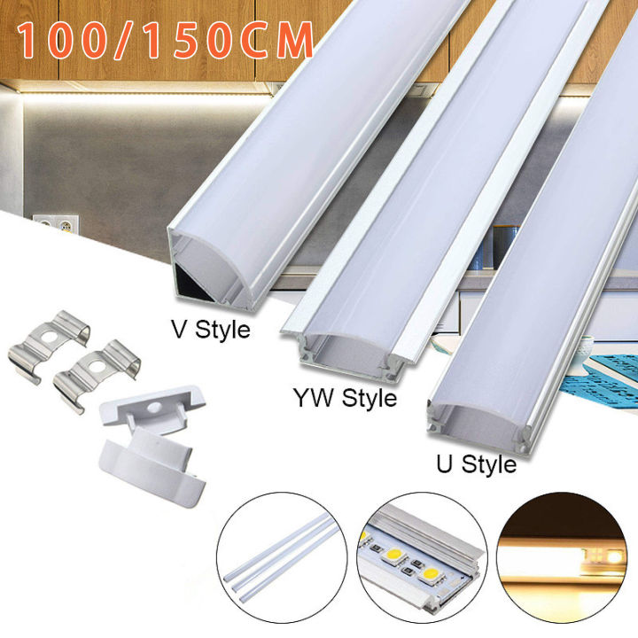 U/V/WY Aluminum LED Strip Light Bar Channel Holder Cover End Up Milky ...