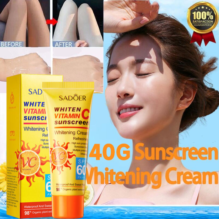 DEVNEN Vitamin C Sunscreen SPF60+ Whitening Sunblock Cream UV ...