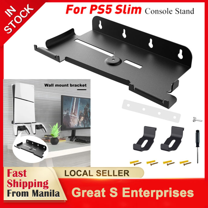 Wall Mounted Console Stand For PS5 Slim Holder with 2 Controller Mounts ...
