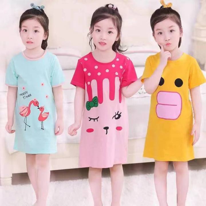summery . New kids daster Cartoon Sleep Wear Dress Cotton 2-7 Years ...