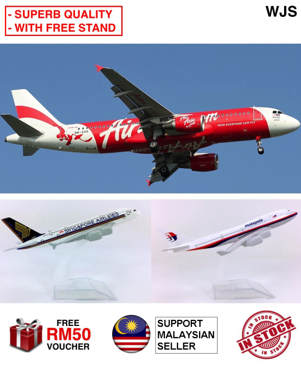 (SUPERB QUALITY WITH FREE STAND) WJS Air Asia X A320 A340 A380 MAS B777 ...