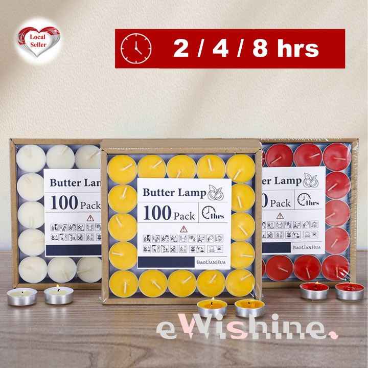 1 box of either 2 / 4 / 8 hrs Natural 宝莲华 Smokeless Ghee Lamp Candles ...