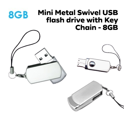 Mini Metal Swivel USB Flash Drive with Key Chain - 8GB Thumb Drive USB ...
