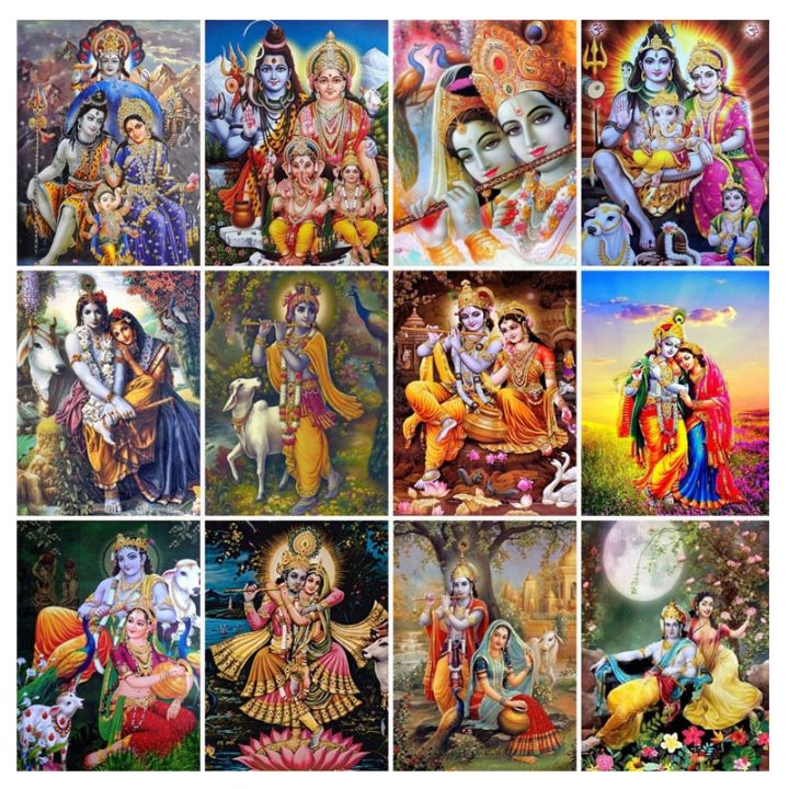 《Lao Zhang Fashion Cosplay》Oil Painting By Numbers Hindu God Radha ...