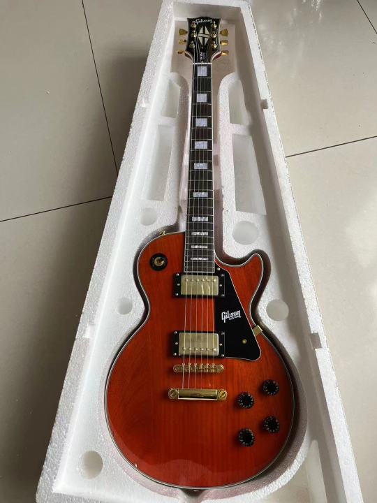 Gibson Les Paul Black Custom Electric Guitar Flame Maple Top In Stock ...