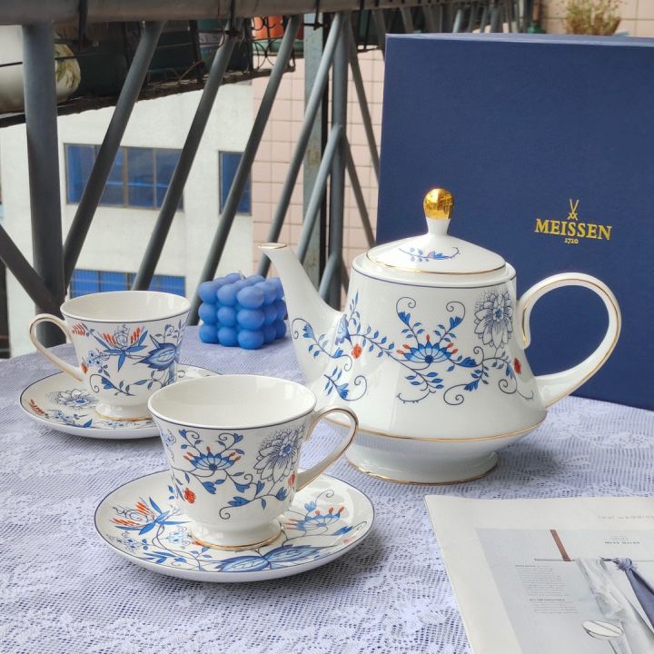 MEISSEN Mason Porcelain Coffee Set Series Gold Onion Afternoon Tea Blue ...