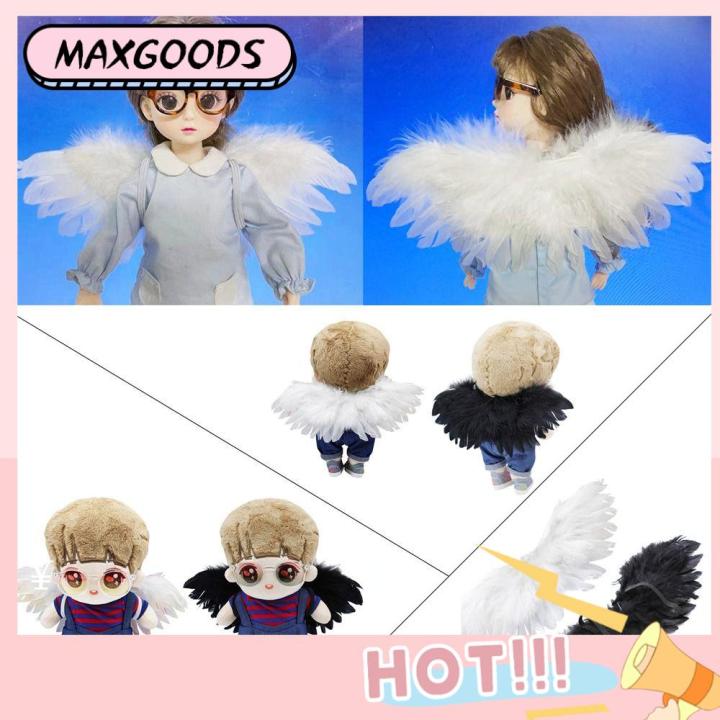 MAXG Plush Labubu Angel Wing Mini White Black Labubu Dolls Accessories ...