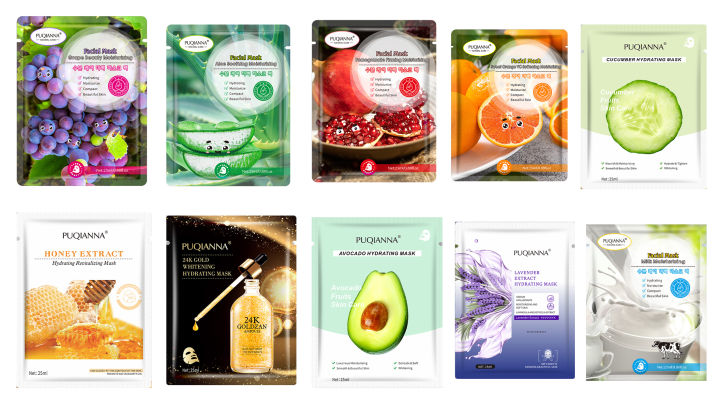 [PUQIANNA] 50pcs Authentic Facial Masks Natural Care Whitening Anti ...