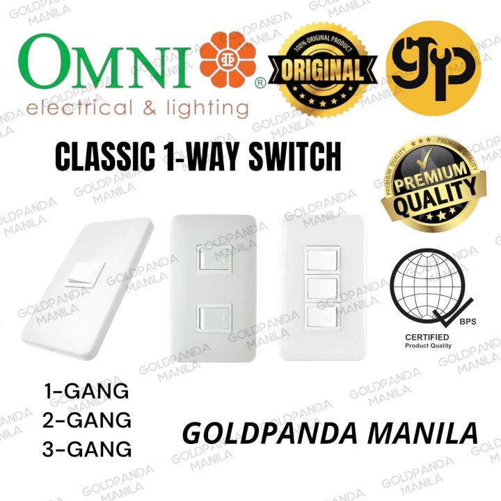Original Omni Classic 1-Way Switch w/ Plate Cover, 1 Gang, 2 Gang, 3 ...