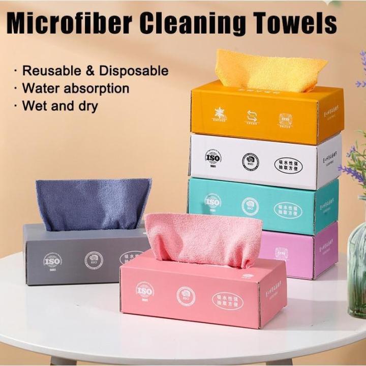 20pcs/box Removable Dishcloth Reusable Absorbent Microfiber Kitchen ...
