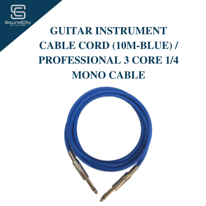 10M Guitar Instrument Cable Cord / Professional 3 Core 1/4 Mono Cable ...