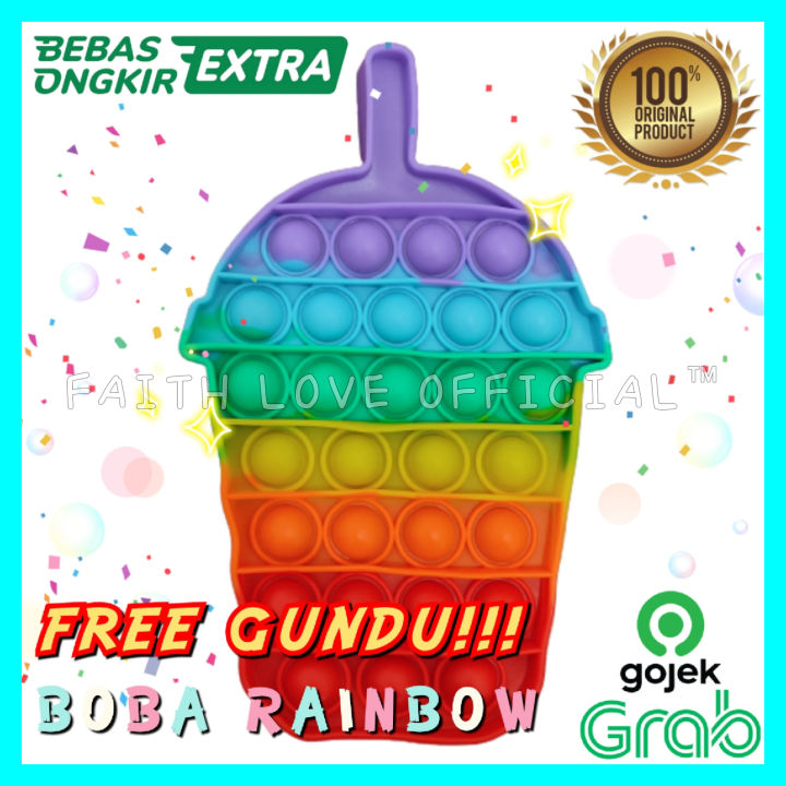 MAINAN POP IT POKU FIDGET TOY RAINBOW BOBA ICE CREAM ORIGINAL MURAH 6 ...