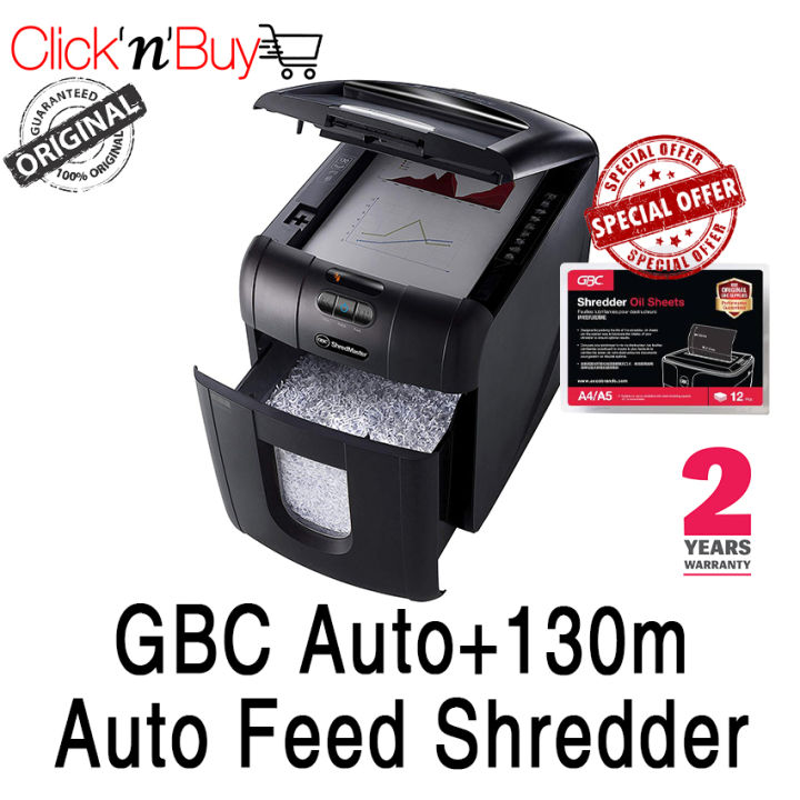 GBC Auto+130m Shredder. FREE Oil Sheet Pack. 2x15 mm Micro cut, P-5 ...