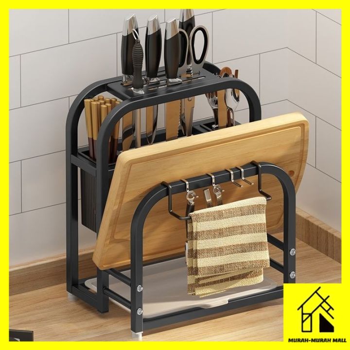 (READY STOCK)Multifunctional Kitchen Knife Rack with Chopping Board ...