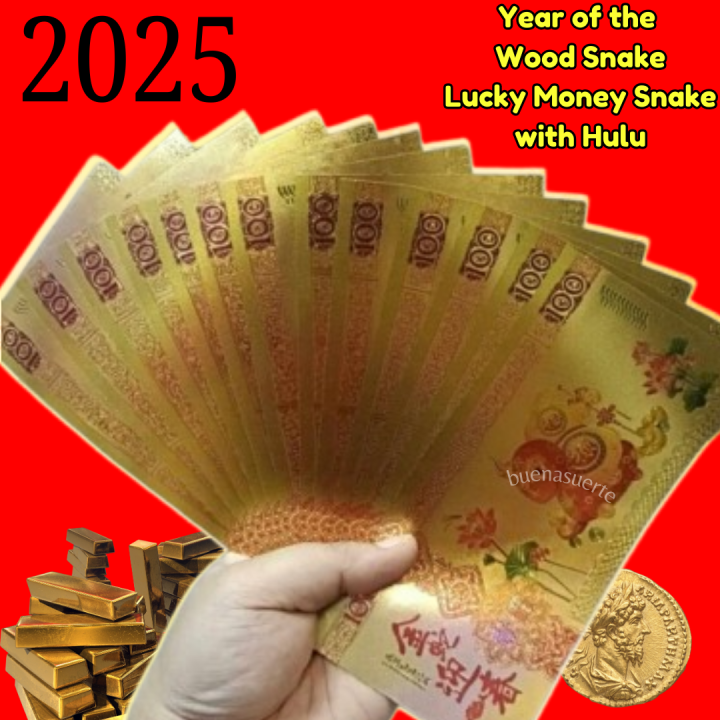 2025 Year of the Snake Lucky Charm 2025 Gold Foil Money Lucky Money ...