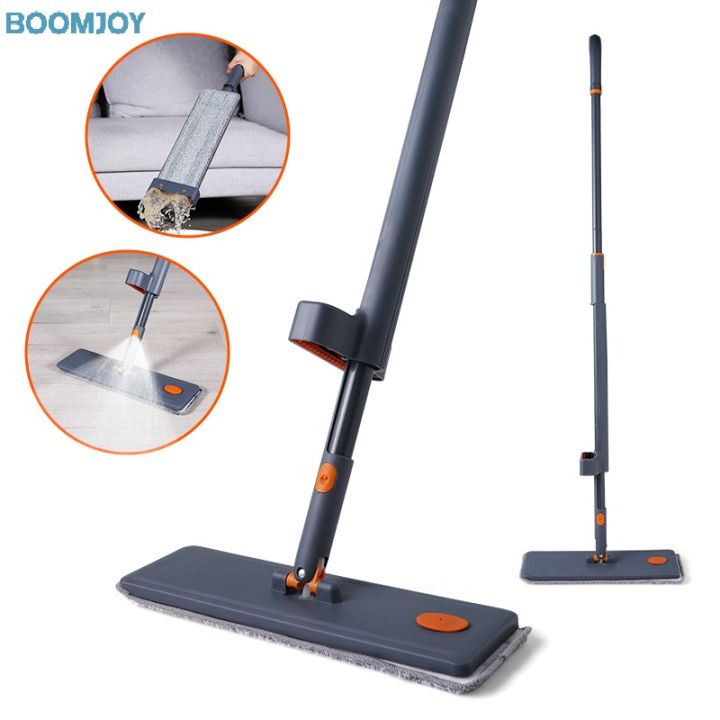 BOOMJOY ใหม่ Jesun แผ่นไมโครไฟเบอร์ไม้ถูพื้นสเปรย์หมุนได้360ด้ามจับซัก ...