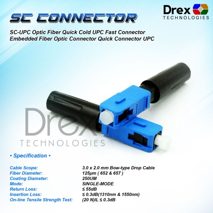SC/UPC Single Mode Connector Optic Fiber Quick Cold UPC Fast Connector Embedded Fiber Optic ...
