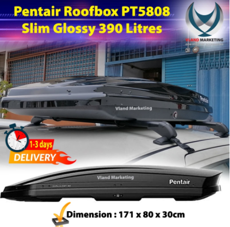 Pentair Roofbox PT5808 Slim Glossy Roof box Storage With Roof Rack ( L ...
