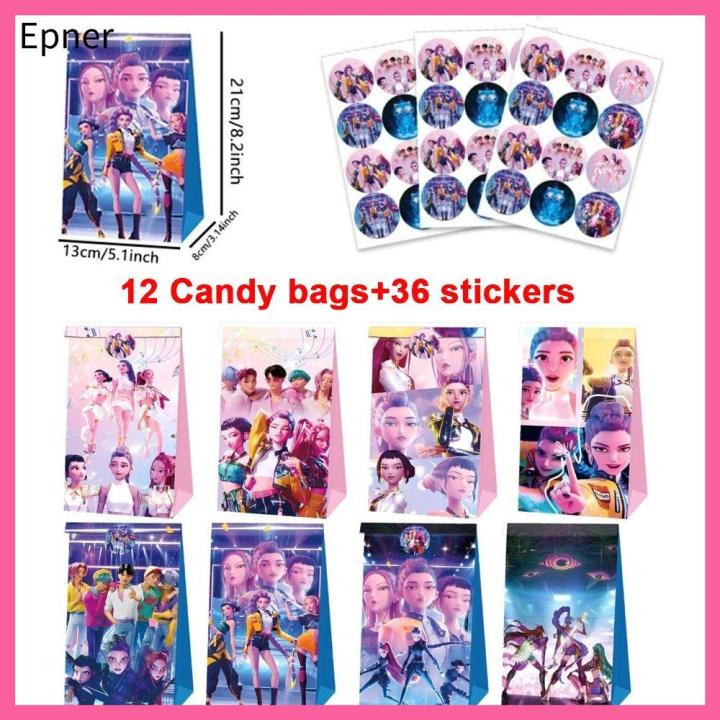 EPNER 12pcs Anime Figure Kpop Demon Hunters Candy Gift Bag Paper Rumi ...