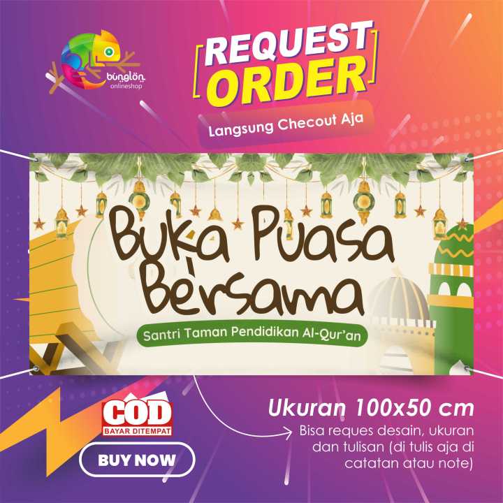 Spanduk Banner Spanduk Acara Buka Bersama Ceria Hijau Kuning | Lazada ...