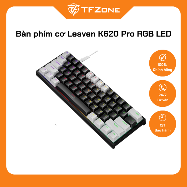 Bàn phím cơ Hotswap Leaven K620 Pro RGB LED Phiên bản nâng cao, bàn ...