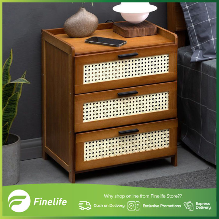 Solid wood bedside table, storage cabinet, sofa side cabinet, simple ...