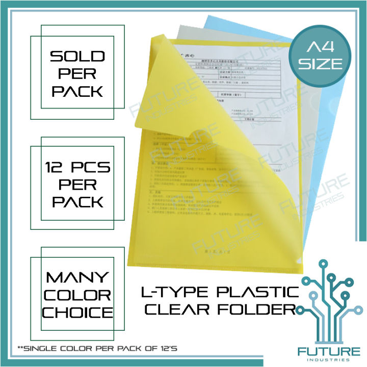 Clear Document Folder L-Type A4 Colored Clear Folder (12) PCS Ltype ...