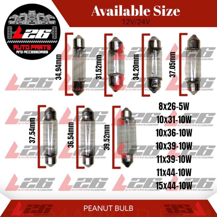 10PIECES Universal Halogen Dome Light PEANUT BULB 8x36 10x31 10x36 ...