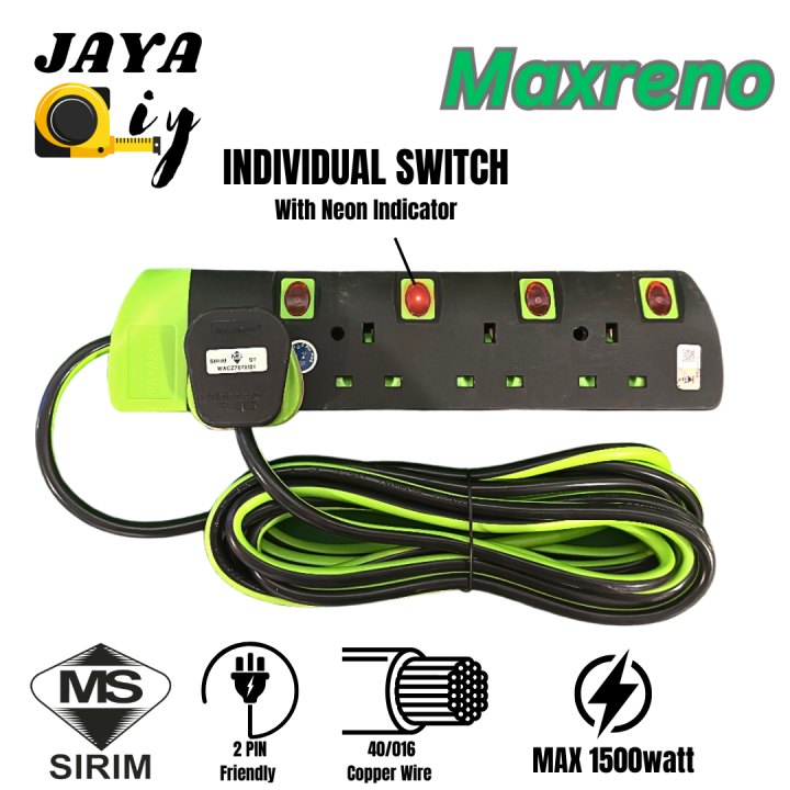 SIRIM PREMIUM 2/5 METER 2G,3G,4G,5G Trailing Socket 1.25MM X 3C Wire ...