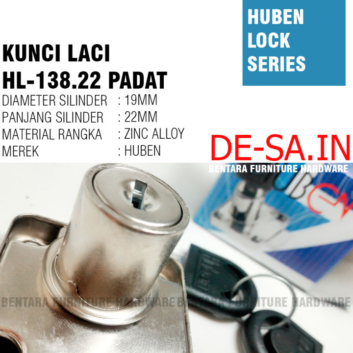 Huben Kunci HL-138 / 22MM - Kunci Laci Padat Drawer Lock Meja Lemari (HUBEN | Lazada Indonesia