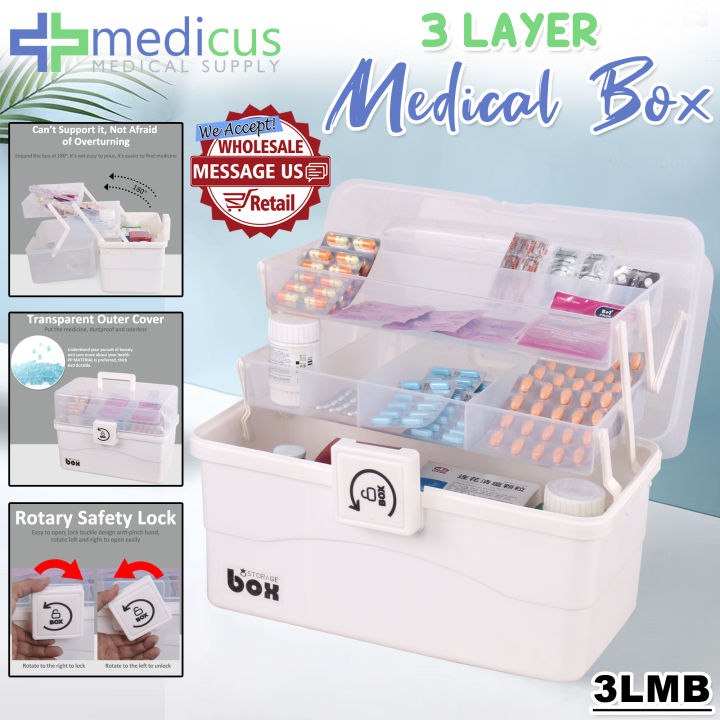Medicus 3LMB 3 Layer Medicine Box Family Pack Emergency First Aid Kit ...