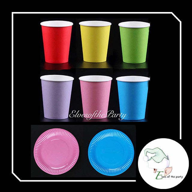 Partyware : 20-pc. Colored Paper Plates and Cups | Lazada PH