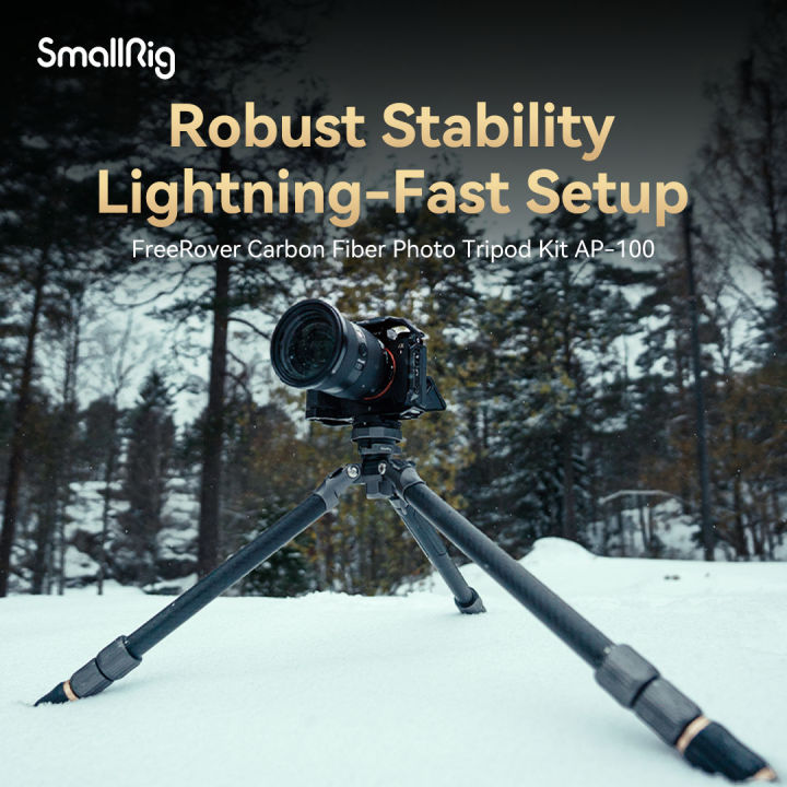 SmallRig 59" FreeRover Professional Carbon Fiber Travel Tripod Stand ...
