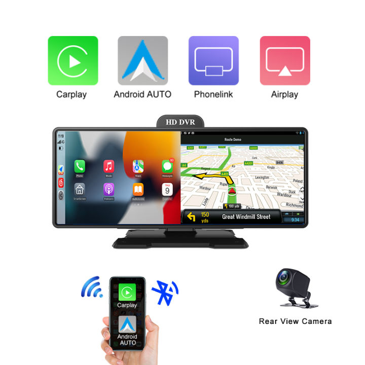 10 26 Inch 2k Touch Screen Portable Wireless Car Carplay Apple Android