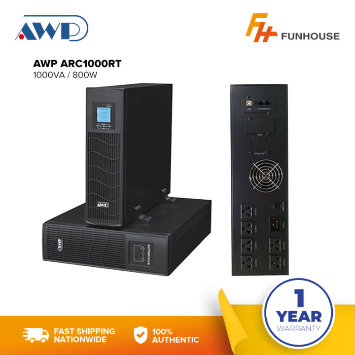 AWP ARC1000RT ArcPure 800W-1000VA UPS Pure Sine Wave with AVR UPS (4 ...