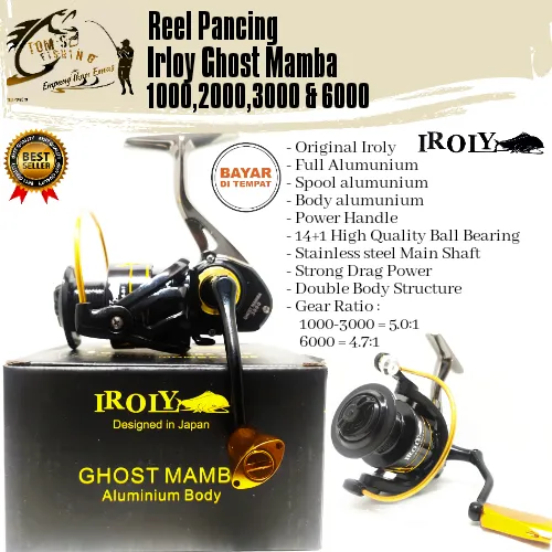 Reel Pancing Iroly Ghost Mamba 1000-6000 (14+1Bearing) Full Alumunium,Power Handle - Toms ...