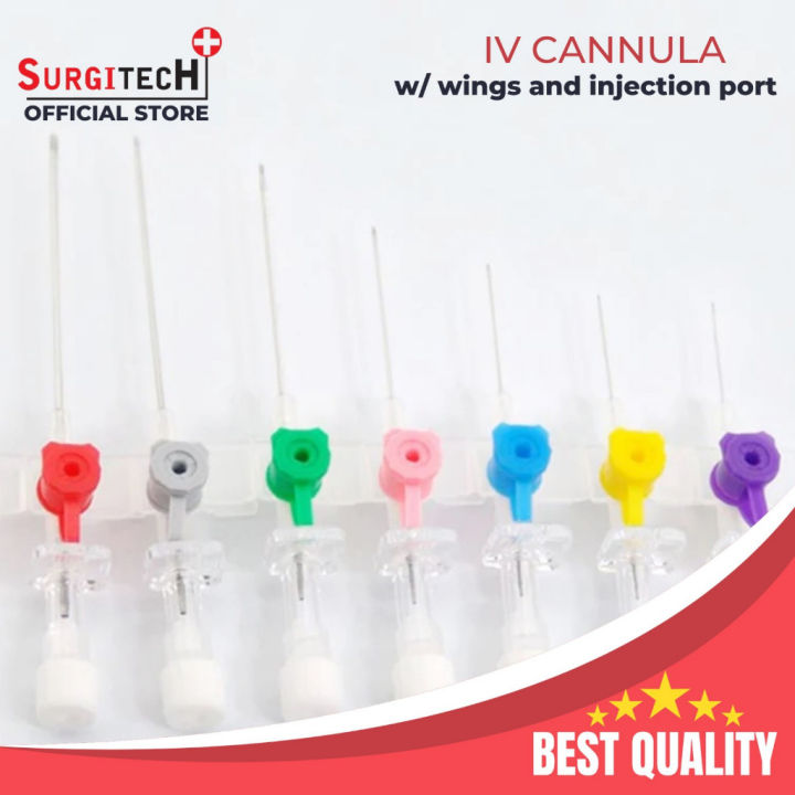 COD SURGITECH I.V. Cannula ( 16G 18G 20G 22G 24G 26G) W Wings Injection Port (1PC) | Lazada PH