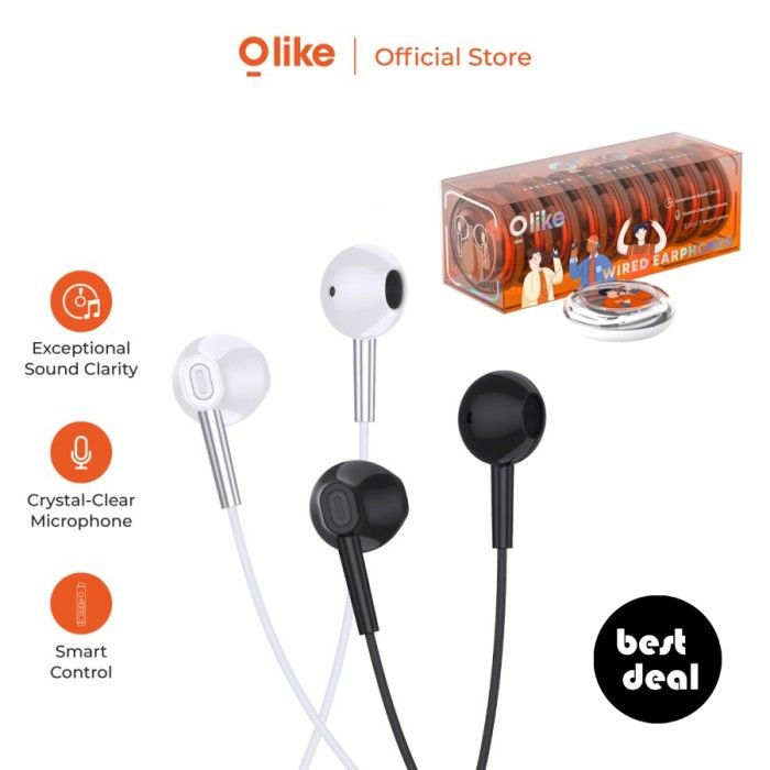 Olike E301 Wired Semi In Ear Earphone 3.5mm with Mic | Lazada Indonesia