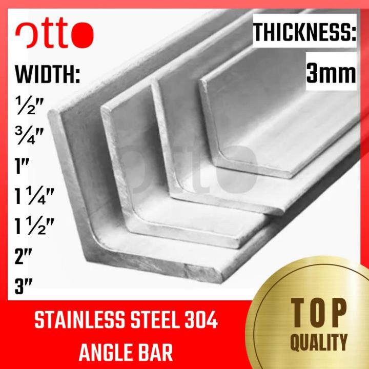 Stainless 304 ANGLE Bar 3mm Thick x 1/2" to 2” size (up to 24 inches ...