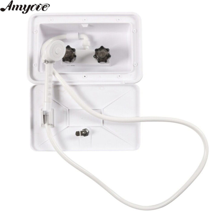 External RV Shower Box Kit Cold Hot Dual Valve Switches Exterior Faucet ...