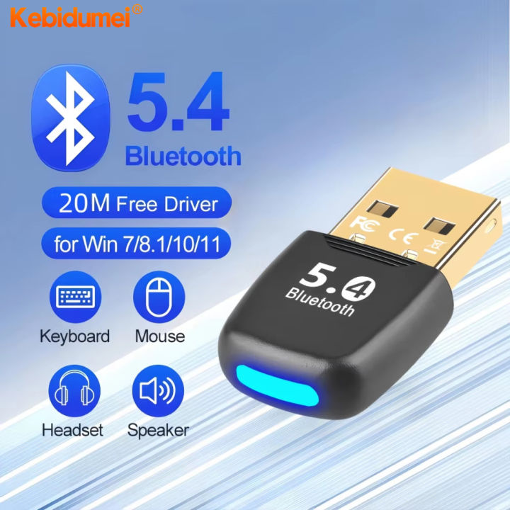 Kebidumei Bluetooth Adapter USB Bluetooth 5.4 Dongle Adaptador for PC ...