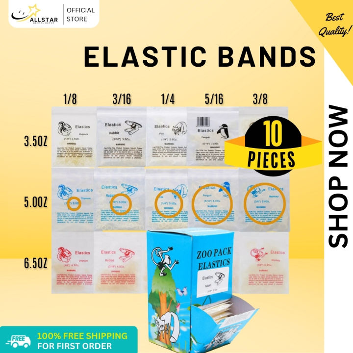 All star Rubber Bands – 10 Boxes (Latex Zoo Pack Elastics, 1/8, 3/16, 1 ...
