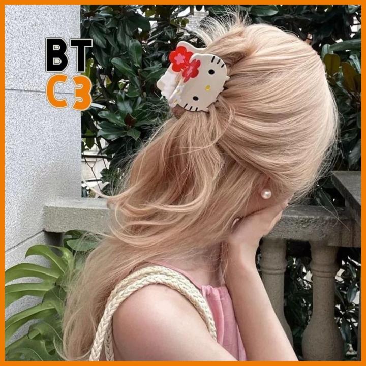 BTC3 รูปร่างแมวรูปร่าง กิ๊บติดผมสไตล์ฮ่องกง Kawaii กรดอะซิติก กิ๊บติดผมน่ารัก แบบพกพาได้ คลิปผม ...