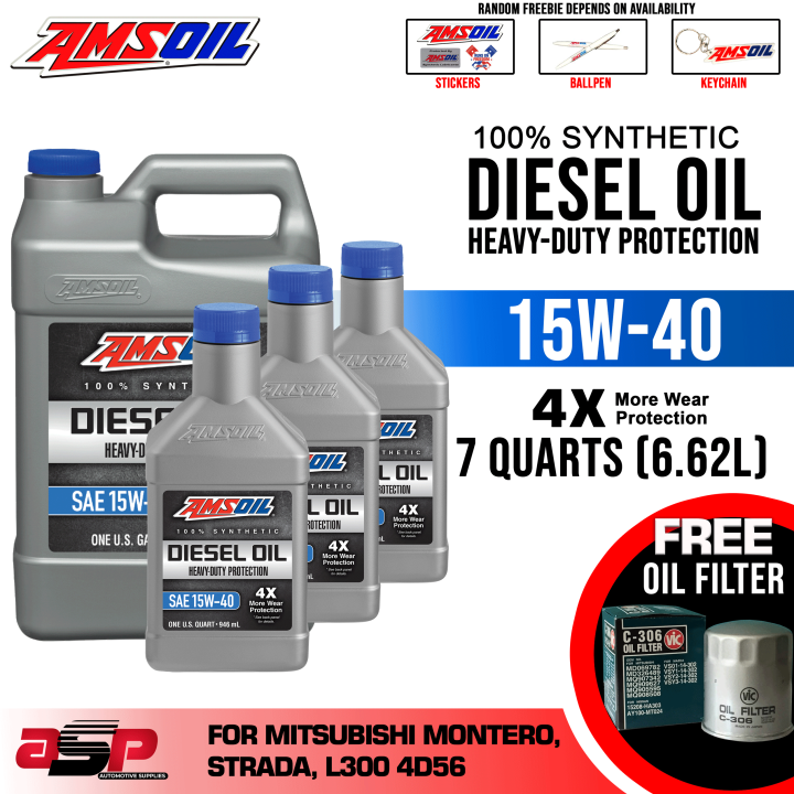 AMSOIL Heavy-Duty 100% Synthetic Diesel Oil 15W-40 7 Quarts (6.62L ...