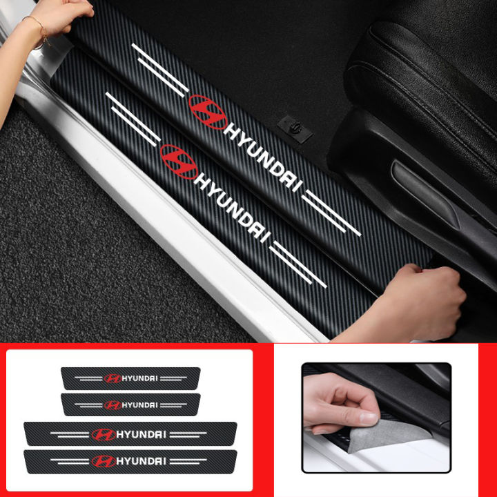 4pcs Car Door Threshold Protection Plate Car Threshold Strip Carbon ...