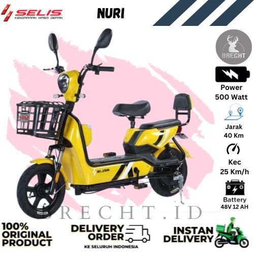 Sepeda listrik Selis Nuri E Bike Selis 500 Watt - Kuning | Lazada Indonesia